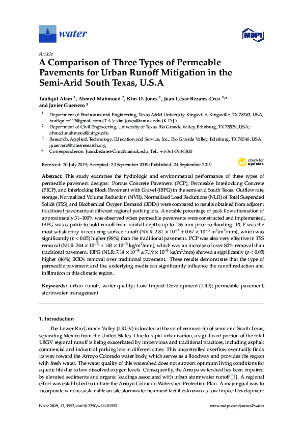 (PDF) A Comparison of Three Types of Permeable Pavements for Urban ...