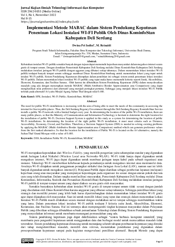 (PDF) Implementasi Metode MABAC dalam Sistem Pendukung Keputusan ...