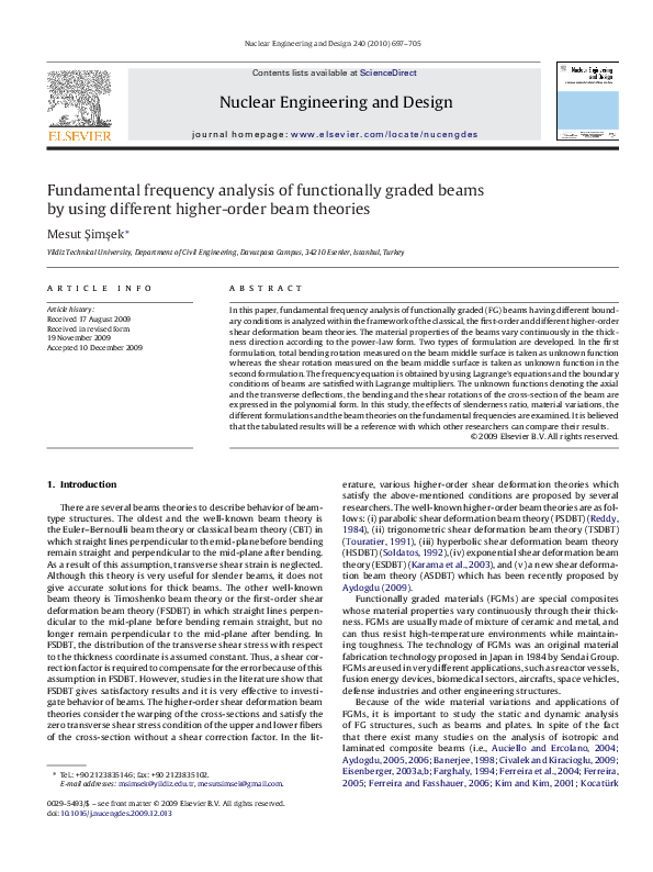 (PDF) Fundamental frequency analysis of functionally graded beams by using different higher ...