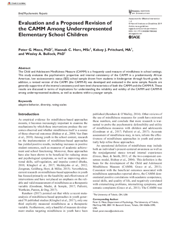 (PDF) Evaluation and a Proposed Revision of the CAMM Among ...