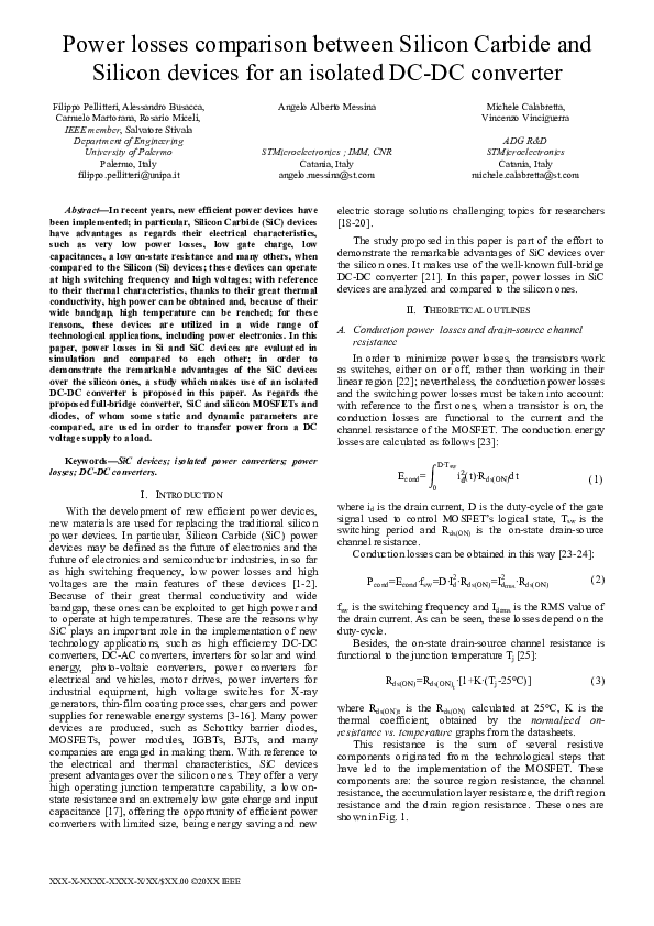 (PDF) Power losses comparison between Silicon Carbide and Silicon devices for an isolated DC-DC ...