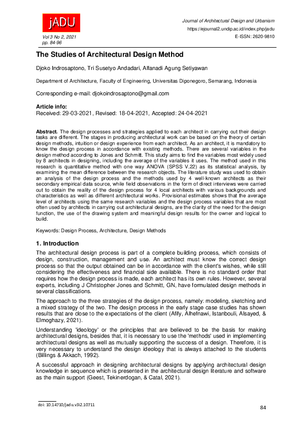 (PDF) The Studies of Architectural Design Method