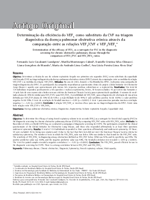 (PDF) Determinação da eficiência do VEF6 como substituto da CVF na ...