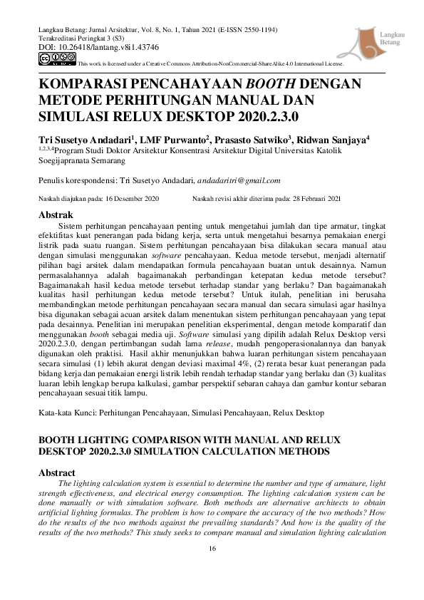 (PDF) Komparasi Pencahayaan Booth Dengan Metode Perhitungan Manual Dan Simulasi Relux Desktop ...