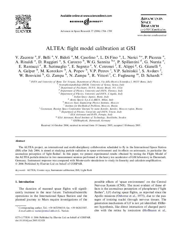 (PDF) ALTEA: flight model calibration at GSI