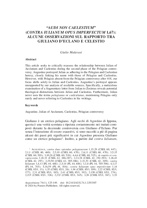 (PDF) "AUDI NON CAELESTIUM" (CONTRA IULIANUM OPUS IMPERFECTUM 1,67 ...