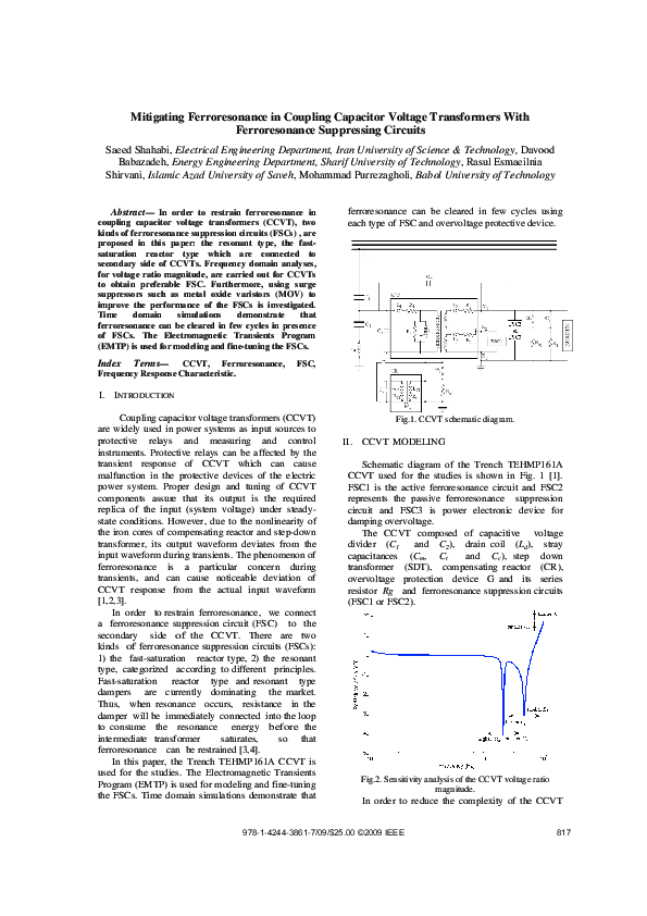 (PDF) Mitigating ferroresonance in coupling capacitor voltage ...