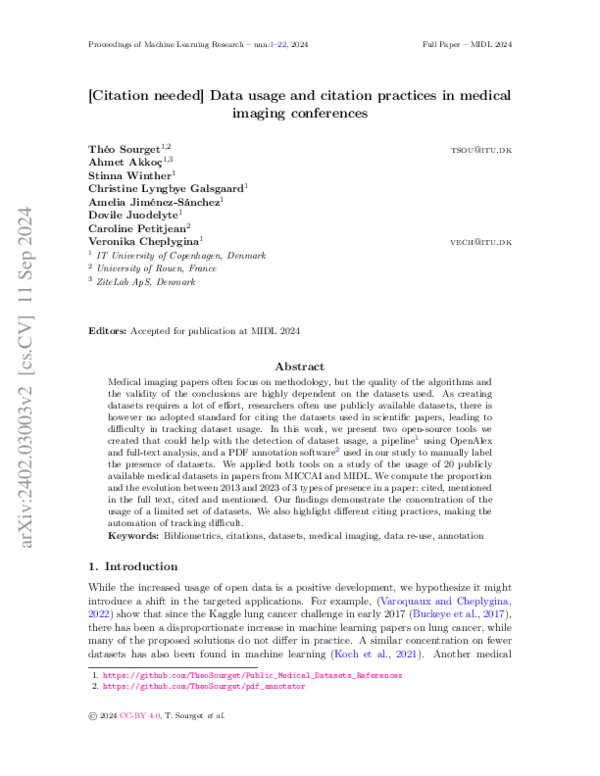 (PDF) [Citation needed] Data usage and citation practices in medical imaging conferences ...