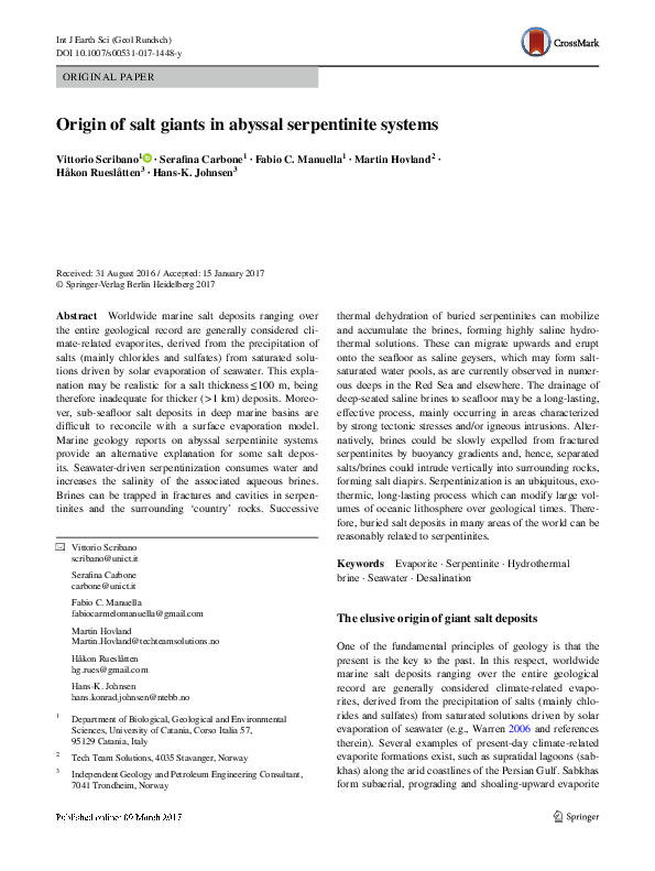 (PDF) Origin of salt giants in abyssal serpentinite systems
