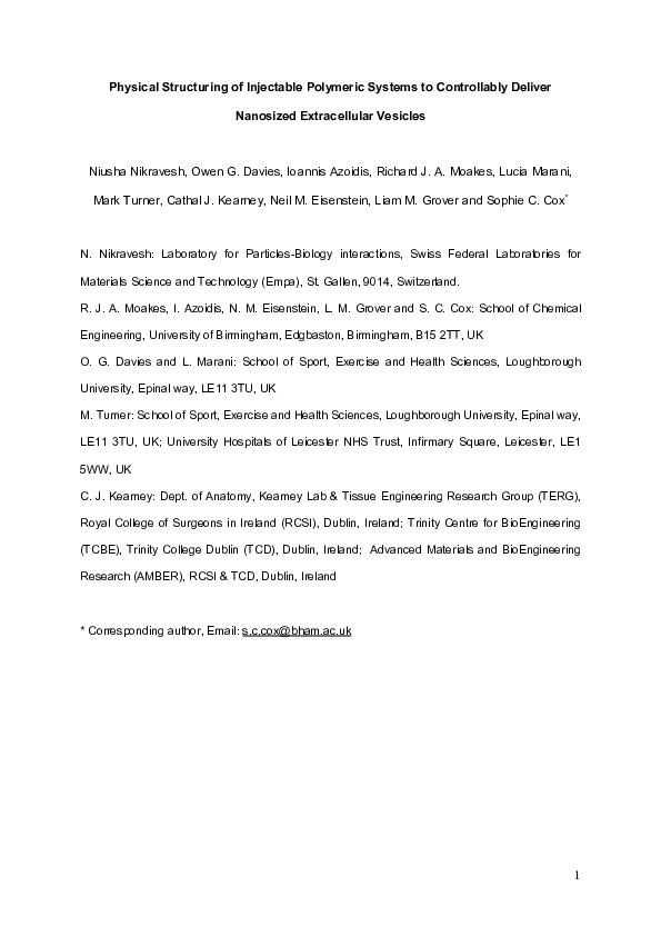 (PDF) Physical Structuring of Injectable Polymeric Systems to ...