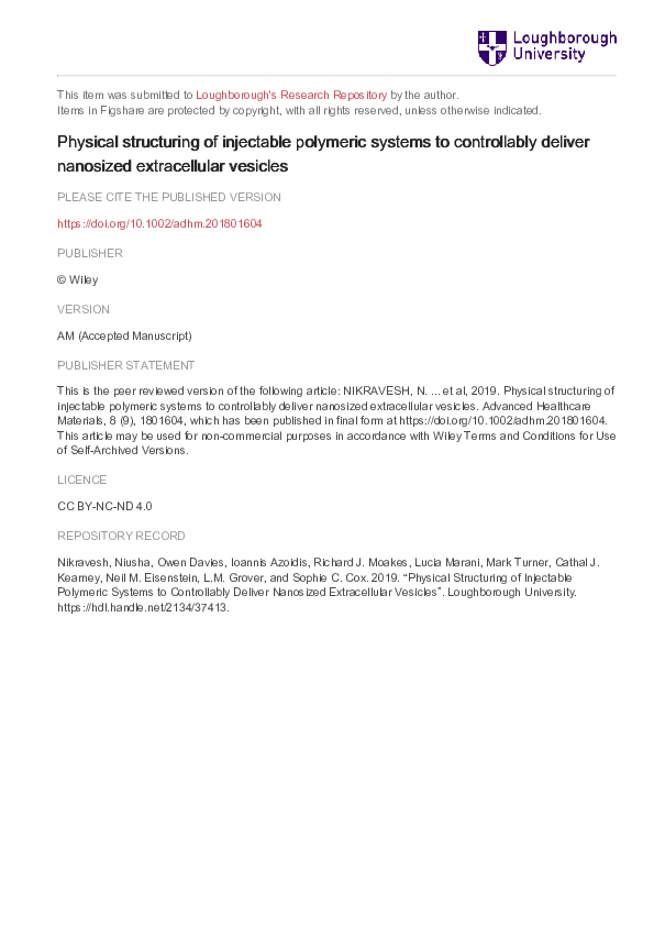 (PDF) Physical Structuring of Injectable Polymeric Systems to ...
