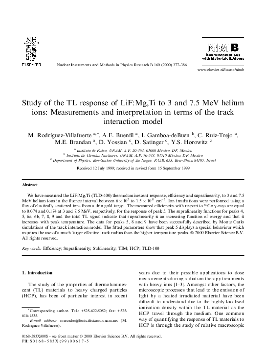 (PDF) Study of the TL response of LiF:Mg,Ti to 3 and 7.5 MeV helium ...