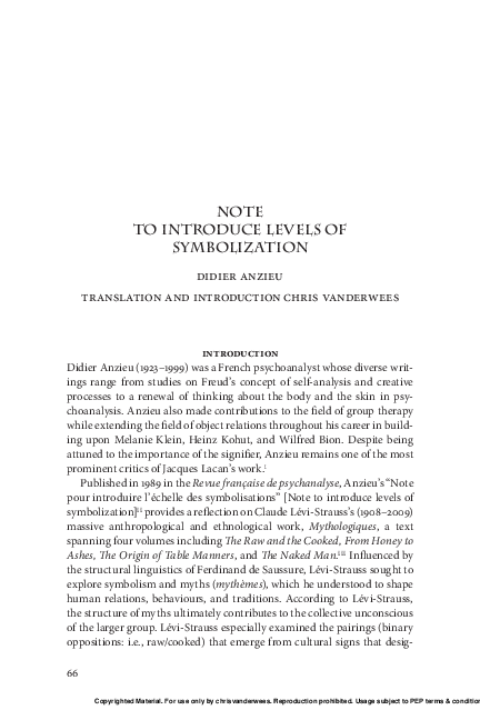 (PDF) Note to Introduce Levels of Symbolization [Note pour introduire l ...