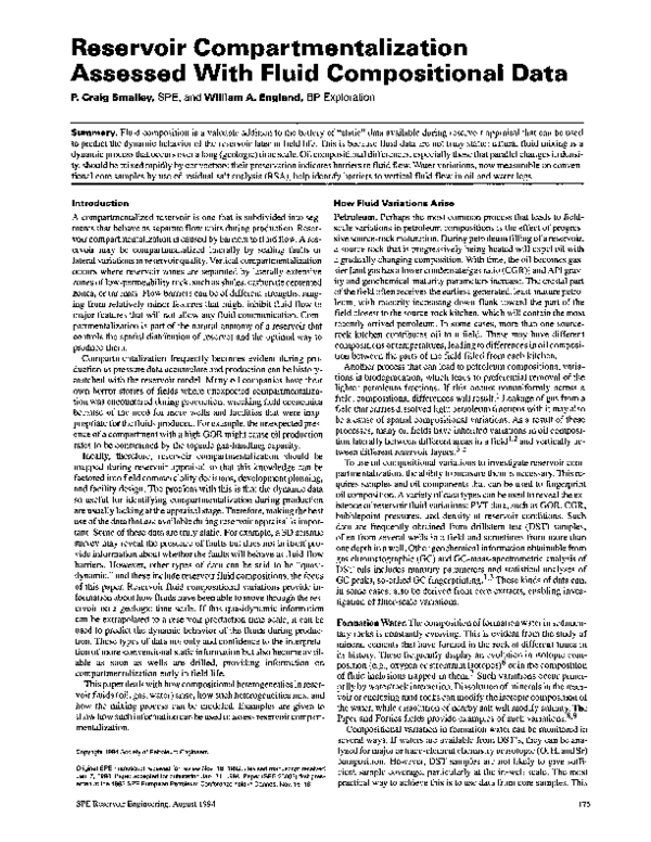 (PDF) Reservoir Compartmentalization Assessed With Fluid Compositional Data