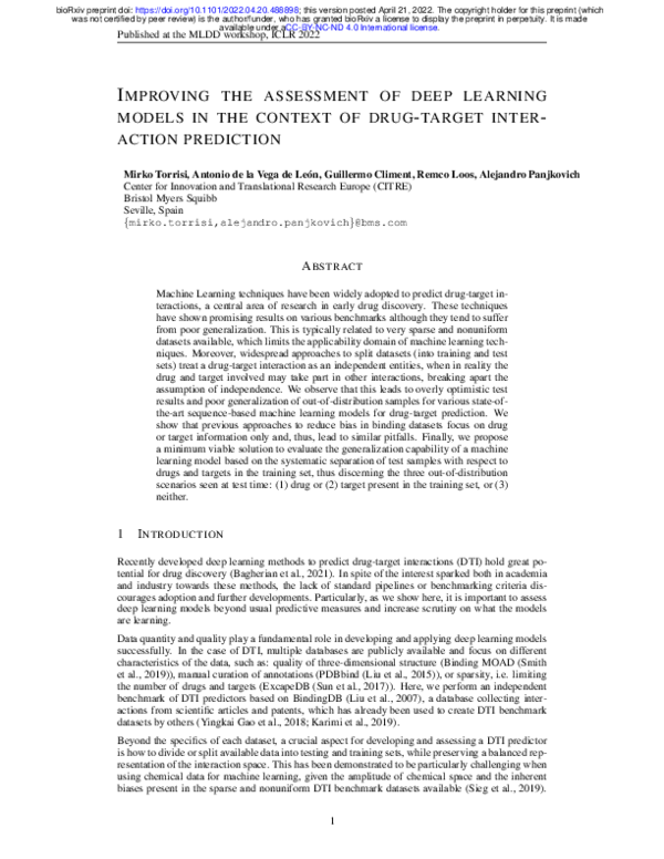 (PDF) Improving the Assessment of Deep Learning Models in the Context of Drug-Target Interaction ...