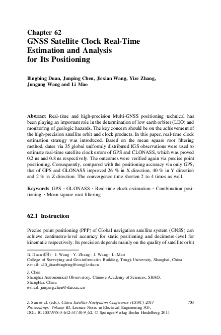 Pdf Gnss Satellite Clock Real Time Estimation And Analysis For Its Positioning