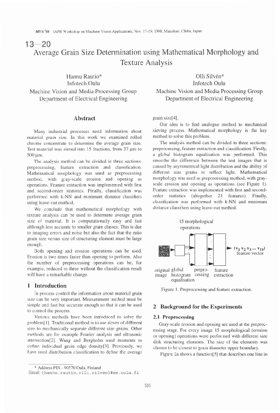 (PDF) Average grain size determination using mathematical morphology and texture analysis