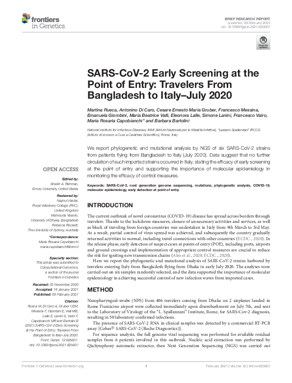 (PDF) SARS-CoV-2 Early Screening at the Point of Entry: Travelers From ...