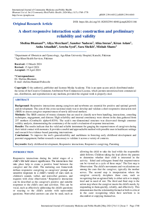 (PDF) A short responsive interaction scale: construction and ...