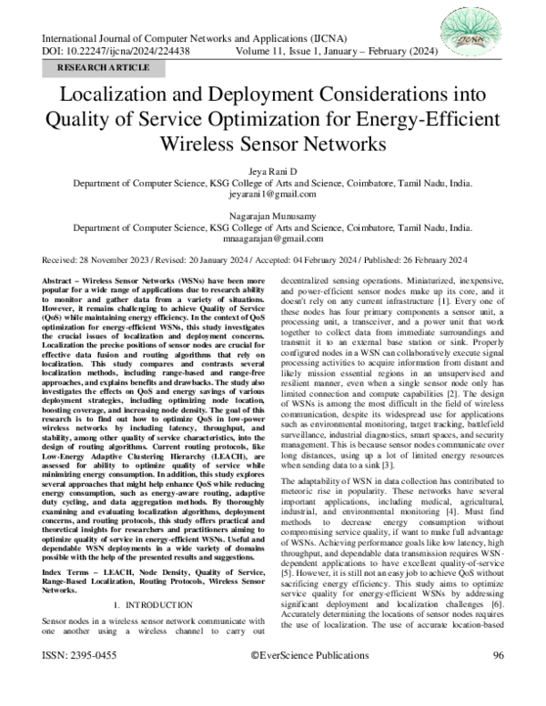 (PDF) Localization and Deployment Considerations into Quality of Service Optimization for Energy ...