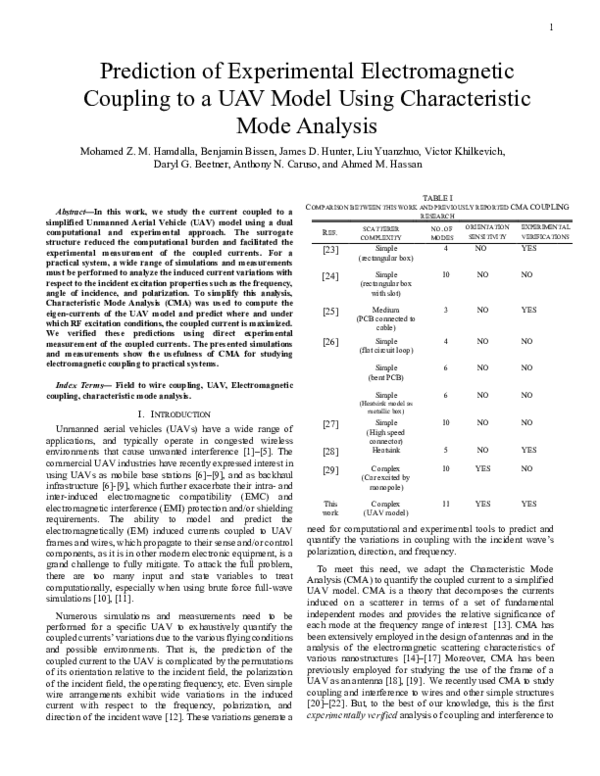 (PDF) Prediction of Experimental Electromagnetic Coupling to a UAV ...