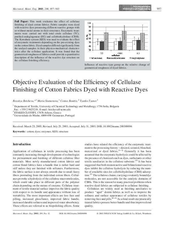 (PDF) Objective Evaluation of the Efficiency of Cellulase Finishing of ...