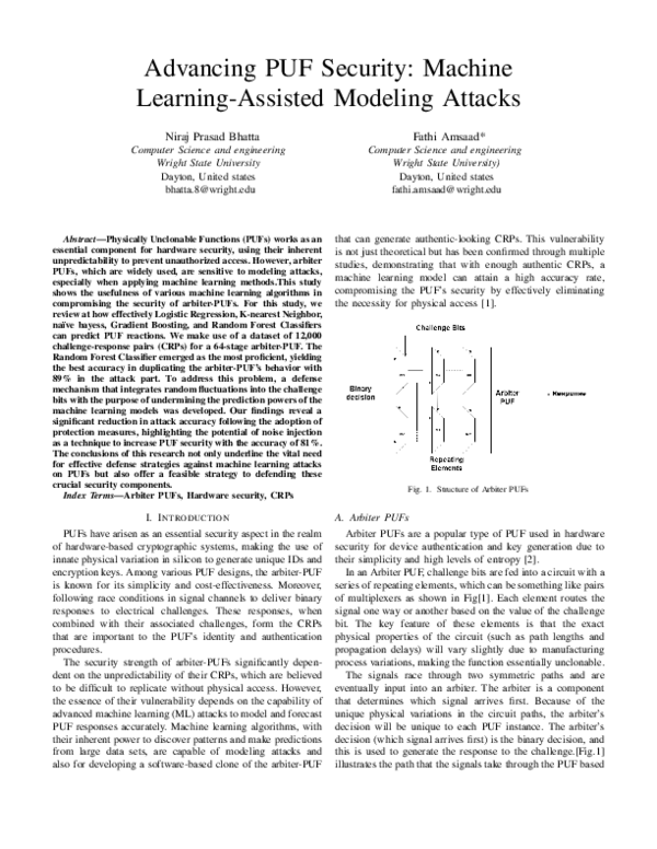 (PDF) Advancing PUF Security: Machine Learning-Assisted Modeling Attacks