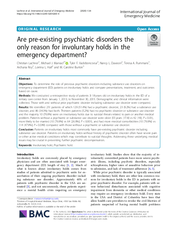 (PDF) Are pre-existing psychiatric disorders the only reason for ...