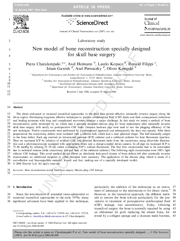 (PDF) New Model of Bone Reconstruction Specially Designed for Skull ...