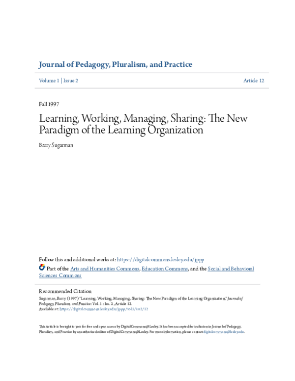(PDF) Learning, Working, Managing, Sharing: The New Paradigm of the ...