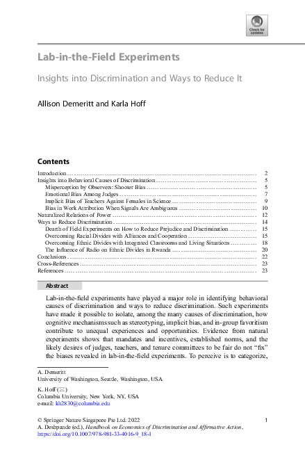 (PDF) Lab-in-the-Field Experiments