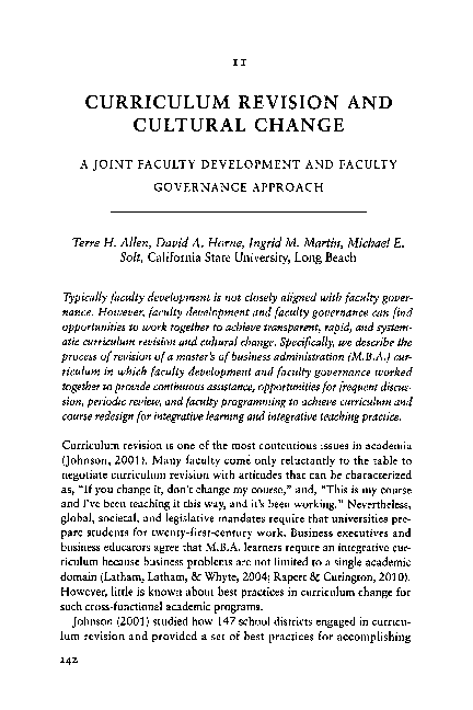 (PDF) 11: Curriculum Revision and Cultural Change