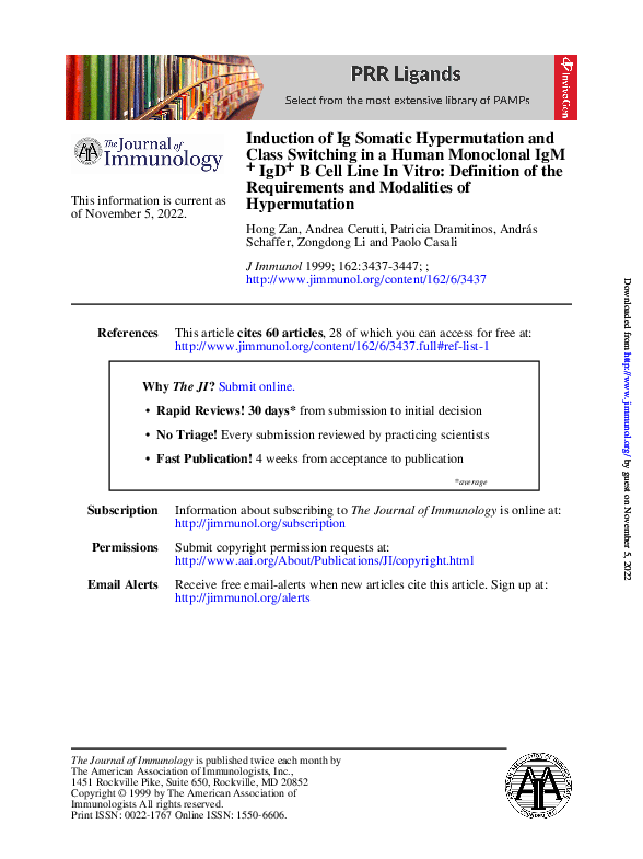 (PDF) Induction of Ig Somatic Hypermutation and Class Switching in a ...
