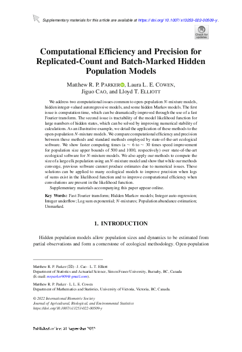 (PDF) Computational Efficiency and Precision for Replicated-Count and ...