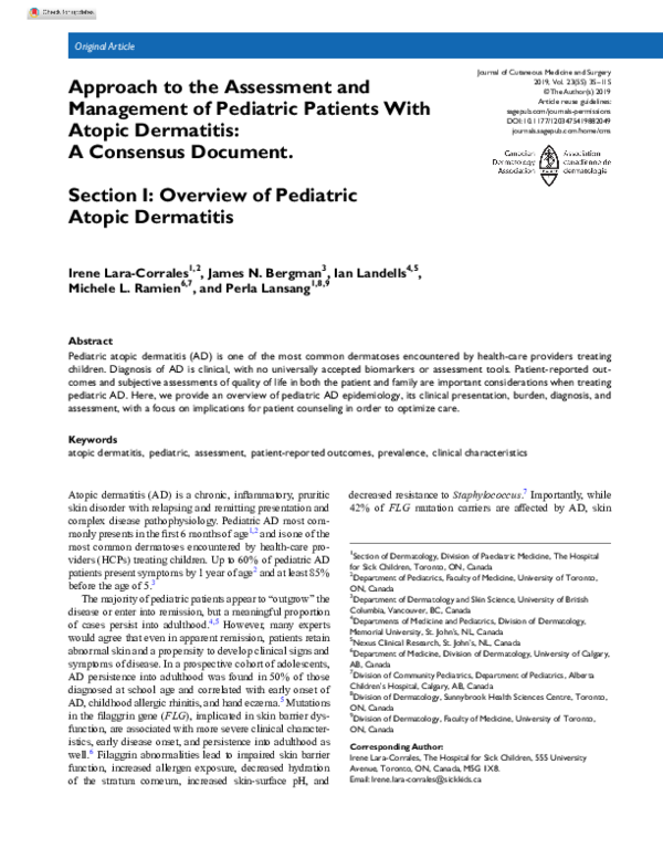 (PDF) Management and Assessment of Pediatric Atopic Dermatitis