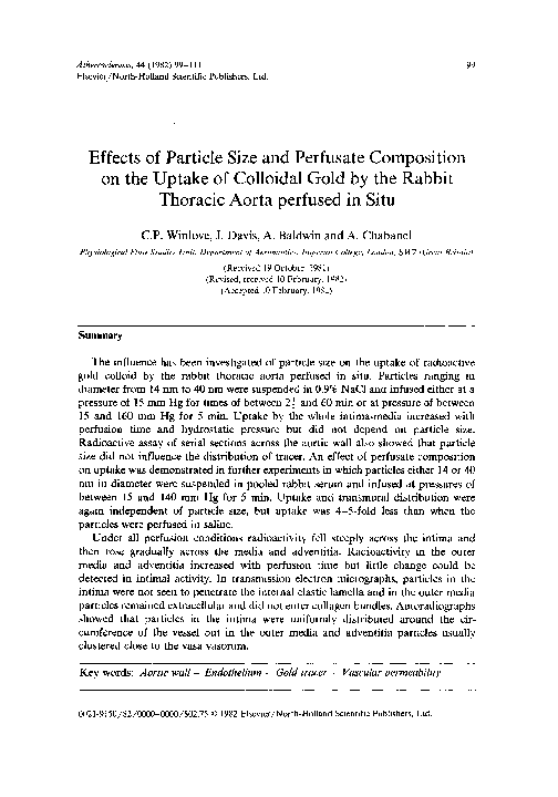 (PDF) Effects of particle size and perfusate composition on the uptake ...