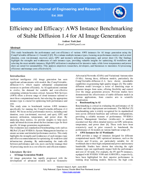 Efficiency and Efficacy: AWS Instance Benchmarking of Stable Diffusion 1.4 for AI Image Generation