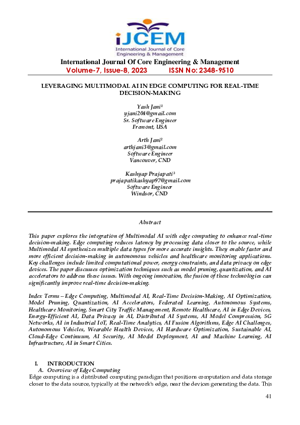 (PDF) LEVERAGING MULTIMODAL AI IN EDGE COMPUTING FOR REAL-TIME DECISION-MAKING