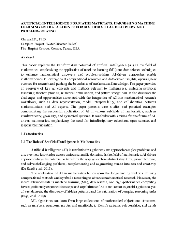 (PDF) ARTIFICIAL INTELLIGENCE FOR MATHEMATICIANS: HARNESSING MACHINE ...