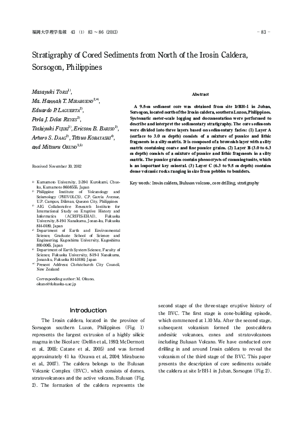 (PDF) Stratigraphy of Cored Sediments from North of the Irosin Caldera ...