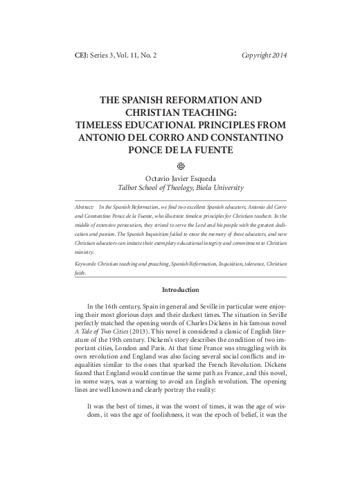 (PDF) The Spanish Reformation and Christian Teaching: Timeless ...