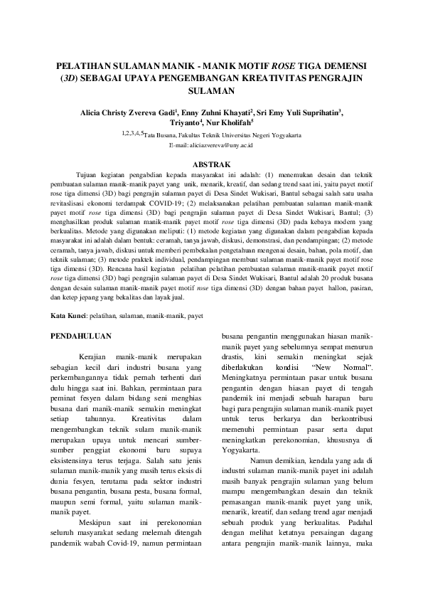 (PDF) Pelatihan Sulaman Manik - Manik Motif Rose Tiga Demensi (3D ...