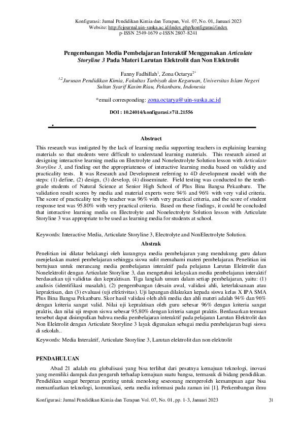 (PDF) Desain dan Uji Coba Media Pembelajaran Interaktif Menggunakan Articulate Storyline 3 Pada ...