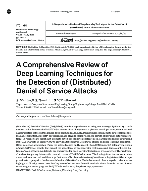 (PDF) A Comprehensive Review of Deep Learning Techniques for the Detection of (Distributed ...