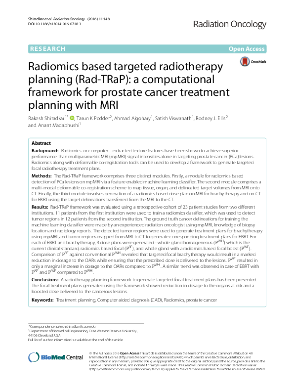 (PDF) Radiomics based targeted radiotherapy planning (Rad-TRaP): a computational framework for ...