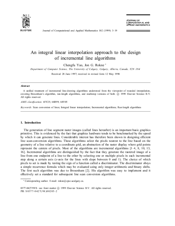 (PDF) An integral linear interpolation approach to the design of incremental line algorithms