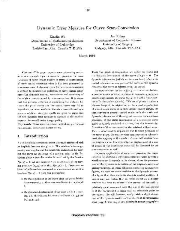 (PDF) Dynamic error measure for curve scan-conversion