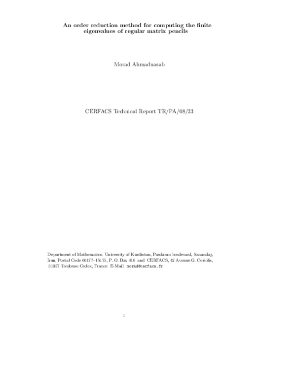 (PDF) An Order Reduction Method for Computing the Finite Eigenvalues of ...