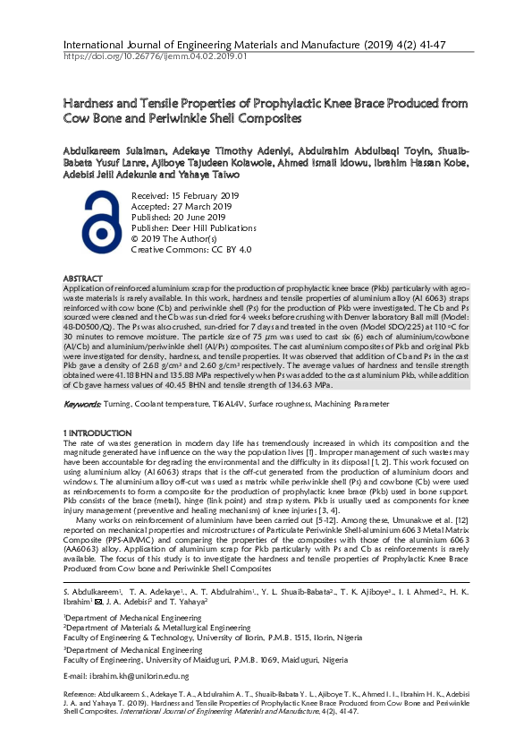 (PDF) Hardness and Tensile Properties of Prophylactic Knee Brace ...