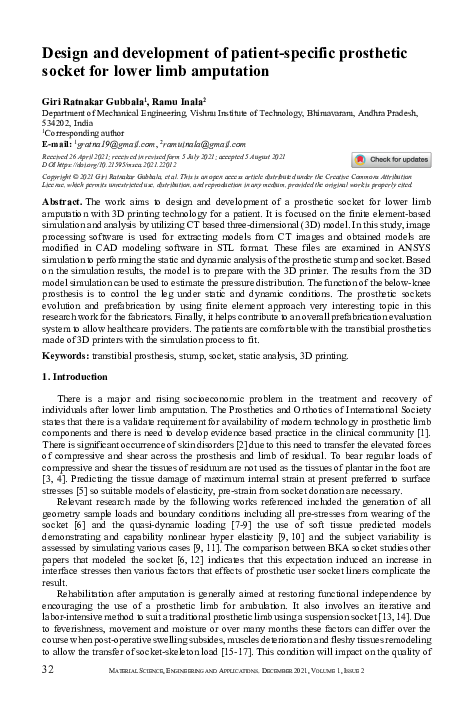 (PDF) Design and development of patient-specific prosthetic socket for ...